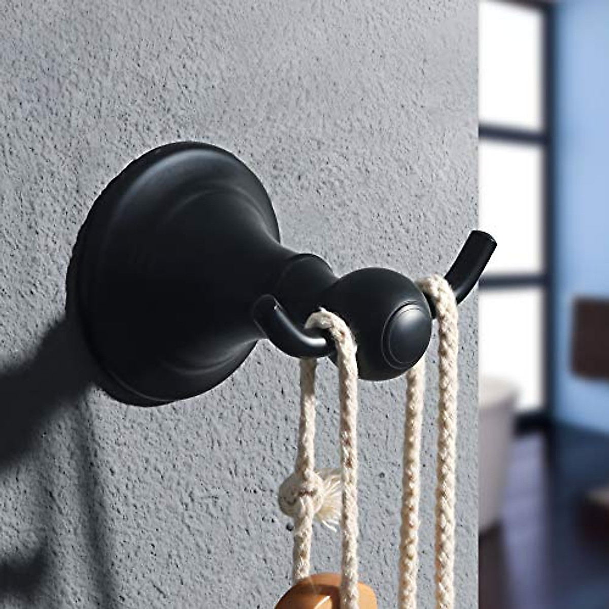 Alise Coat Hook Double Towel Robe Hook Clothes Hooks for Bathroom Kitchen Garage Table Cloakroom Wardrobe Swimming Pool,GOKE5102-B Matte Black Finish