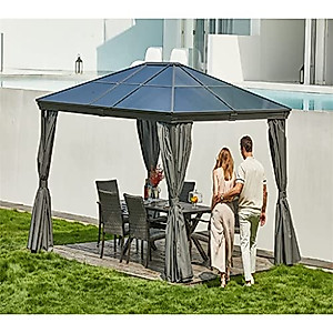 LHLLHL 10x12 Ft Outdoor Canopy Gazebo Garden Gazebo with Privacy Curtains, Shelter Canopy for Deck Backyard,Wedding,