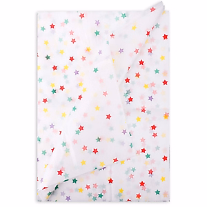 30 Sheets Star Tissue Paper, 19.68 x 13.78 Inch Gift Tissue Paper Colorful Star Pattern Wrapping Paper Decorative Tissue Paper for Christmas Wedding Birthday Party DIY Crafts