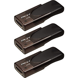 PNY 32GB Attaché 4 USB 2.0 Flash Drive 3-Pack, black