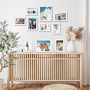 Americanflat 10 Piece White Picture Frames Collage Wall Decor - Gallery Wall Frame Set with Two 8x10, Four 5x7, and Four 4x6 Frames, Shatter Resistant Glass, Hanging Hardware, and Easel Included