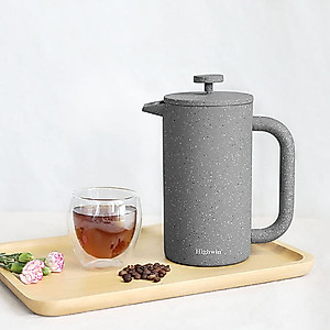 Highwin 8-Cup Double Wall Insulated Stainless Steel French Coffee Press, 32-Ounce Durable Coffee Tea Maker with Stainless Steel Plunger (Graphite Gray)