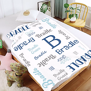 ONGNOU Custom Blanket Personalized Throw Blanket with Monogram Name Text Perfect Customized Baby Blanket for Newborn Baby, Toddler, Kids, Friends or Family on Thanksgiving Easter and Birthday Gift