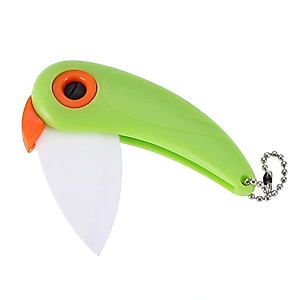 TOPINCN Ceramic Paring Knife Mini Kitchen Fruits Vegetable Ceramic Folding Handle Pocket Knife Camping Knives Cutting Tools 4 Colors (Green)