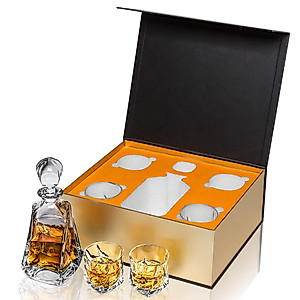 KANARS ULTRA CLARITY CRYSTAL GLASSES Whiskey Decanter Set, Premium Liquor Decanter with 4 Liquor Tumblers for Bourbon Scotch Whisky Rum Vodka Alcohol