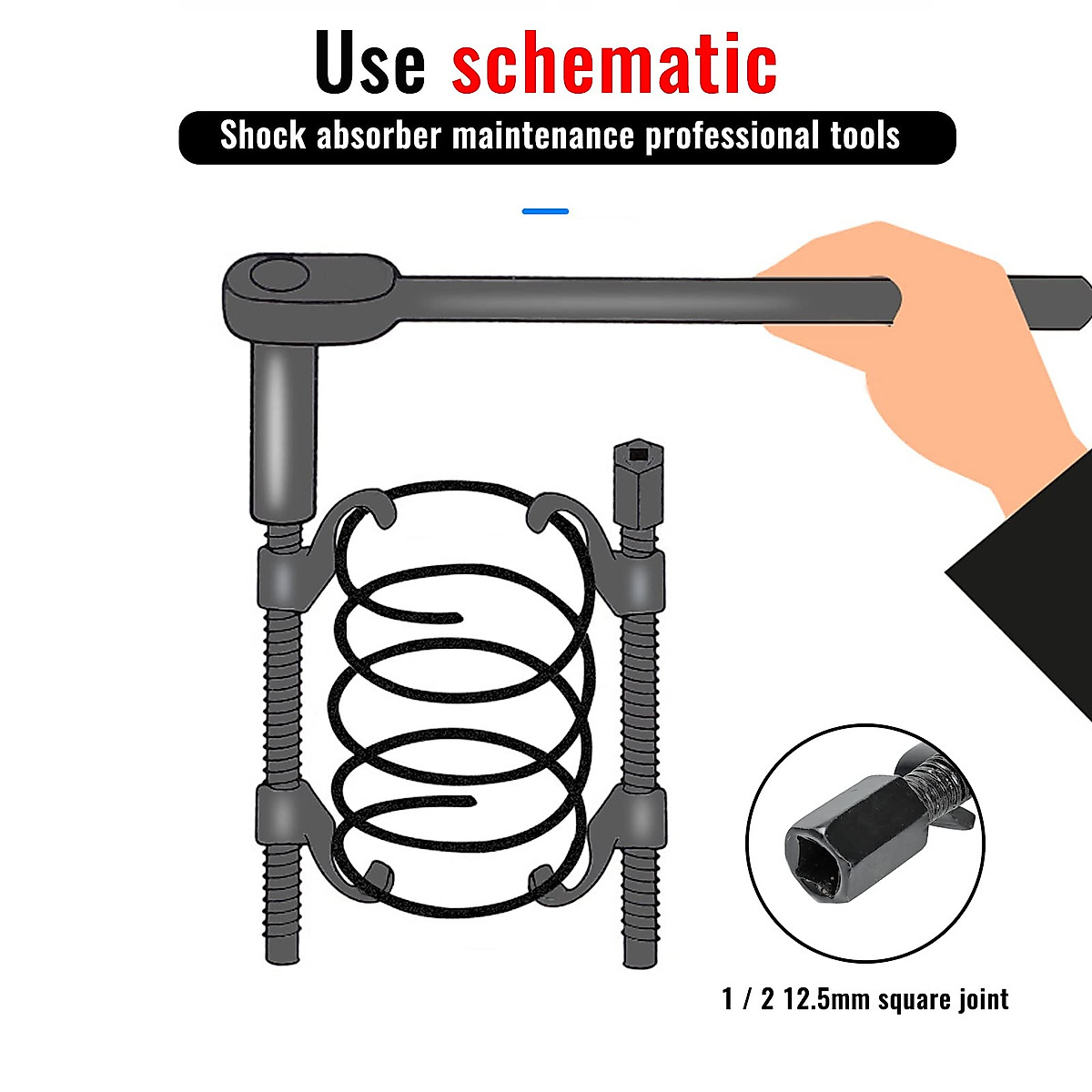 Fekuar 15" 380MM Coil Spring Compressor Tool, Heavy Duty Auto Suspension Compression Remover Installer Tool Set of 2 Black