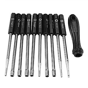 Rushbom Adjustment Screwdriver with Storage Box, 10PCS Carburetor Adjustment Set Screwdriver Card Tool Splined Pacman Double D Type