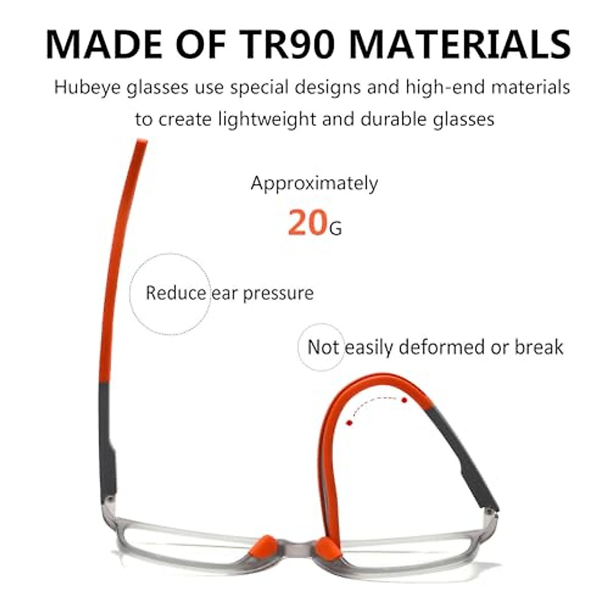 Hubeye 5 Pairs TR90 Sports Reading Glasses for Men and Women Ultralight Flexible Anti-Blue Light Readers +2.5