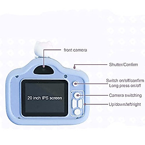 TIANEK Children's HD Front and Rear Double Shot 2000w Mini 2.0 Inch Video Camera Game Music All-in-one Camera with 32GB Memory Card
