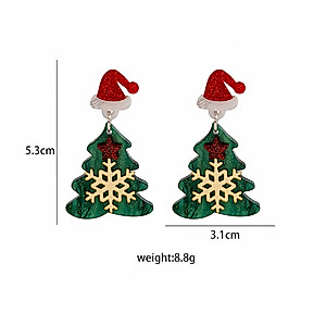 Christmas Cute Acrylic Dangle Earrings Acetate Snowman Christmas Tree Dangle Earrings Creative Heart Shape Snow Stud Earrings for Women Christmas Party Cosplay Costume Jewelry-Style H
