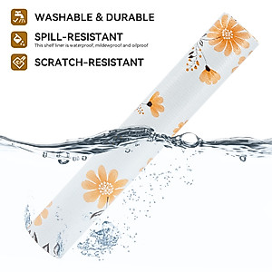 RAY STAR Shelf Liner, 12 Inch x 10 Feet Non Adhesive Daisy Floral Printed Cabinet Liner for Pantry Drawer Vanity, Strong Grip Non Slip Waterproof, Shelf Liners for Kitchen Cabinets Organization