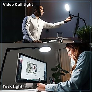 Lume Cube Edge LED Desk Light | Remote Work Swing Arm Desk Lamp with Clamp | Video Conferencing lighting, Zoom Webcam, Task Light, Drafting Light, Table Lamp | Adjustable Brightness, Color Temperature