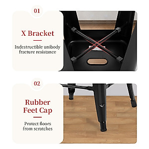 FDW Metal Bar Stools Set of 4 Counter Height Barstool Stackable Barstools 24 Inch Indoor Outdoor Patio Bar Stool Home Kitchen Dining Stool Backless Bar Chair