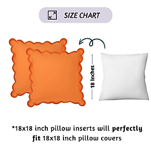 Folkulture Throw Pillow Covers 18x18, Throw Pillow for Couch Pillows for Living Room, Orange Throw Pillow Covers, Set of 2 Boho Throw Pillows, Accent Pillows, Decorative Pillow, Scalloped Pillow Cover