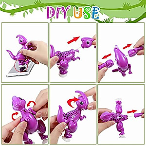 Hungdao 6 Pcs Flexible Cartoon Dinosaurs Toys Dinosaur Stretchy Toys Twistable Rotatable Educational Toys Stocking Stuffers for Boys Girls Gifts