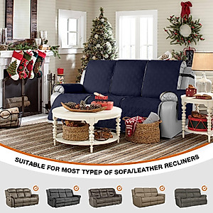 VANSOFY Waterproof Recliner Couch Covers, Sofa Covers 1-Piece Washable Reclining Sofa Cover Non-Slip Furniture Protector with Elastic Straps Pocket for Dogs, Pets(Blue,3 Seater)