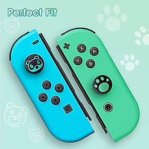 Cool Raccoon & Cat Paw Thumb Grip Caps 4Pcs, Daugee Joystick Analog Cap for Nintendo Switch & Lite