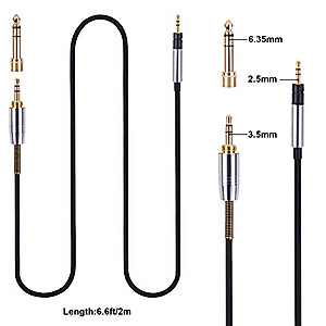 Asobilor Momentum 3 Replacement Audio Cable for Sennheiser Momentum 1.0, Momentum 2.0, Momentum 3, Momentum 4, HD1 Over-Ear/On-Ear Headphones with 6.35mm Adapter, 6.6Ft / 2M