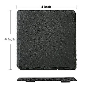 Cakocaco Set of 12 Slate Coasters, Non-Stick, Anti-Slip Drink Coasters, Personalized Engraving Available, Bulk Square Coasters for Drinks, Outdoor Stone Coasters for Any Wood, Marble Dinning Table…
