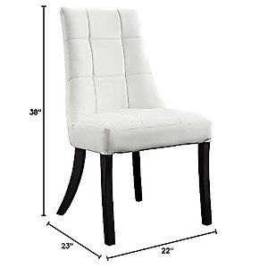 Modway Noblesse Modern Tufted Vegan Leather Upholstered Kitchen and Dining Room Chair in White