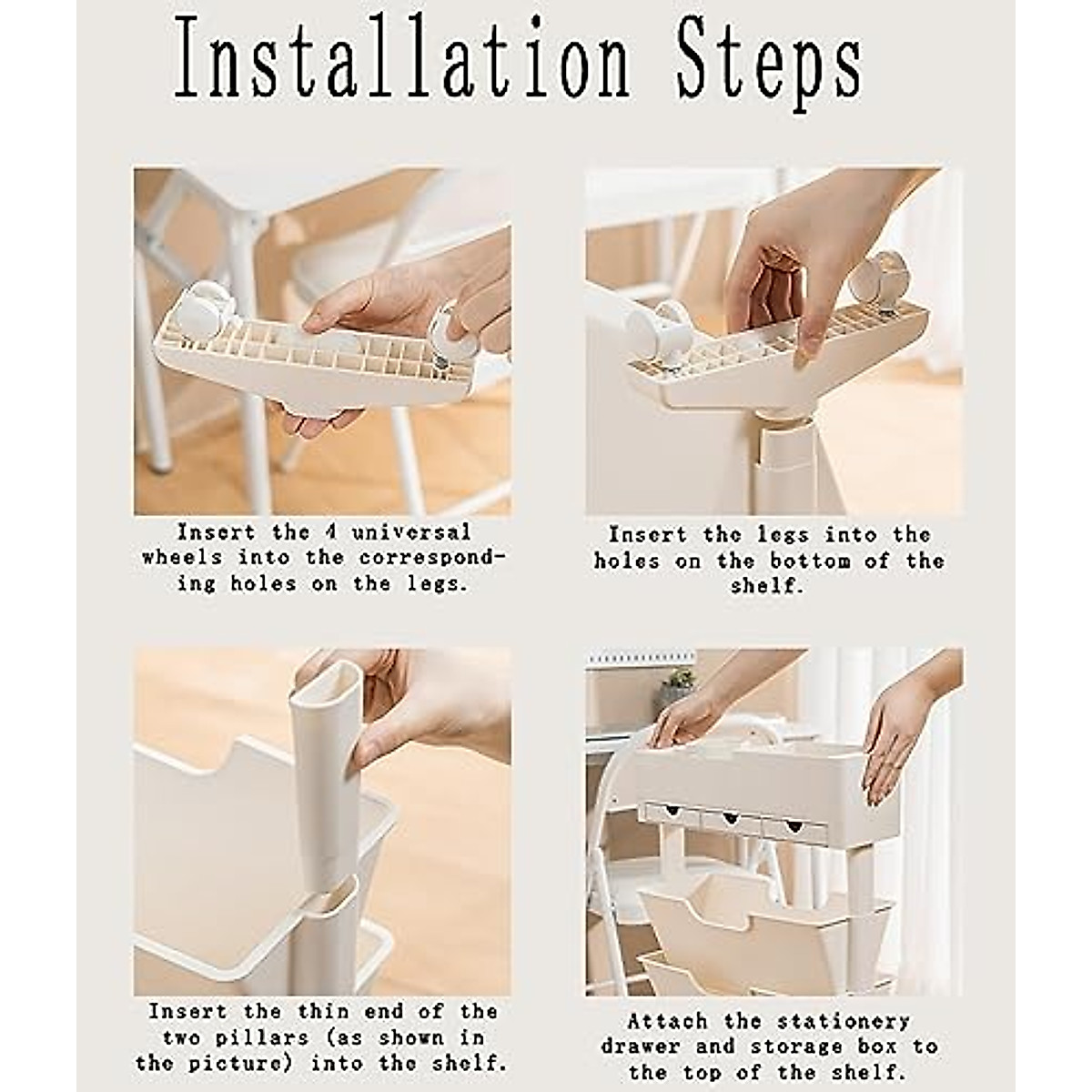 EFLALYHG Multifunctional Bookshelf, Mini Detachable Cart with Universal Wheels, Six-Tier Rolling Cart, Book Storage Organizer for Kitchen, Bathroom, Living Room, Office,Pink