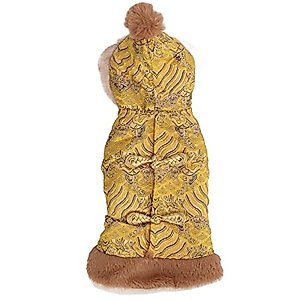 GLOGLOW Dog Costume Tang Suit, Chinese Style Pet Clothing Winter Thickened Warm Dog Cheongsam Satin Clothes with Hat for Small Dogs Puppy Cats