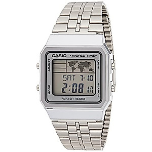 Casio - A500WA-7D - Vintage - Unisex Watch - Digital Quartz - LCD Dial - Grey Steel Strap, LCD/Grey, Bracelet, LCD/Grey, Bracelet