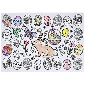 Iconikal Color-Your-Own 2-Sided Reversible Disposable Paper Place Mats, 14 x 10-inches, Easter, 22-Count