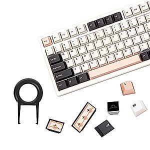 JOLINTAL 160 Keys Pink Keycap, Doubleshot PBT Keycap Set Cherry Profile Keycaps, White Black Pink Cherry MX Switch Keycaps 75 Percent for Mechanical Keyboard (OV)