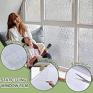 FEOMOS Window Privacy Film, Static Cling Window Film Frosted Window Decals, Decorative Glass Vinyl, ICY Flame Patterned Films for Windows Doors 35.4x78.7 inches