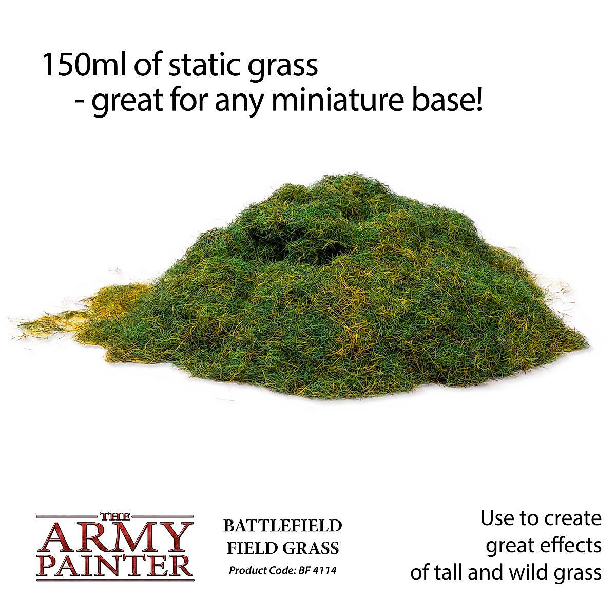 The Army Painter Battlefield: Field Grass Basing, 150 ml-for Miniature Bases & Terrains -Scenics Static Grass, Model Terrain Grass, Terrain Model Kit & The Army Painter Tufts for Bases of Minis