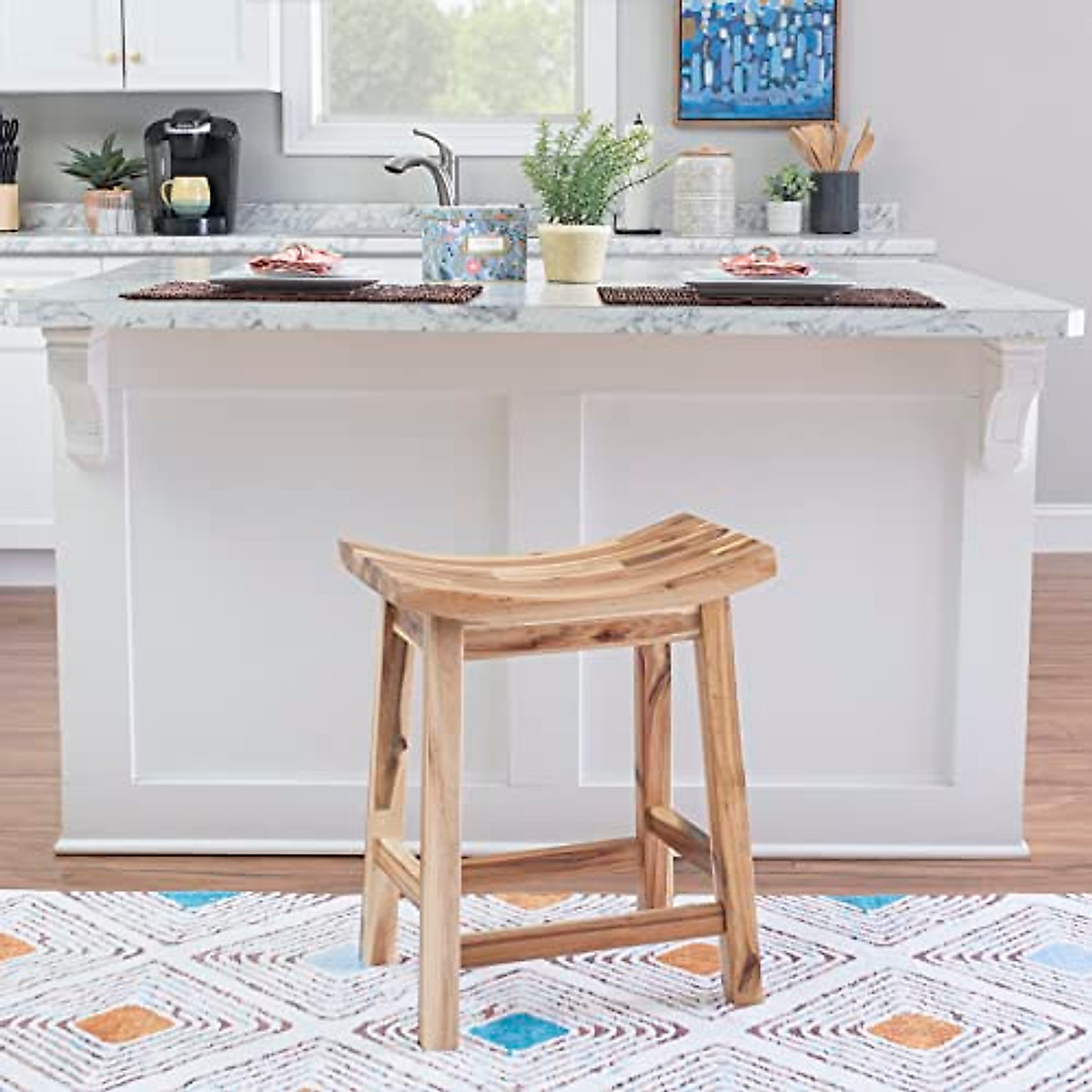 Powell Furniture Dale Saddle Bar Stool Natural Wood