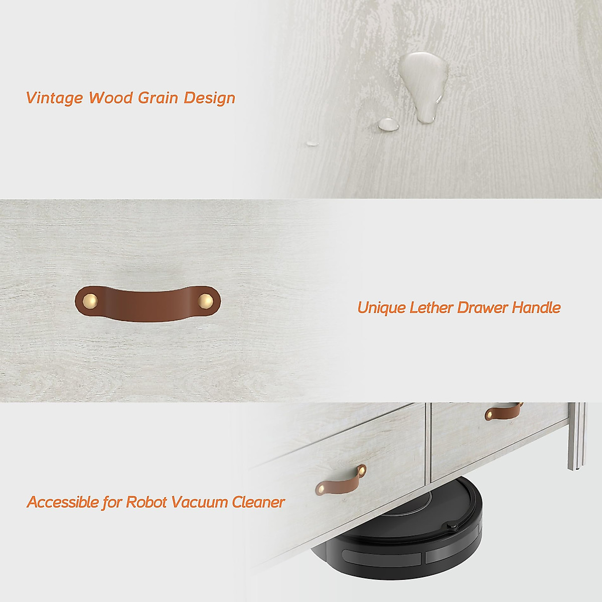 WAMPAT Kids Dresser for Bedroom, White Dresser with 6 Drawers, Baby Closet Storage Organizer Dressers & Chest of Drawers for Nursery, Living Room, Hallway