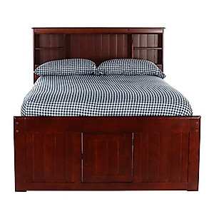 Discovery World Furniture Bookcase Captains Bed with 6 Drawers, Full, Merlot