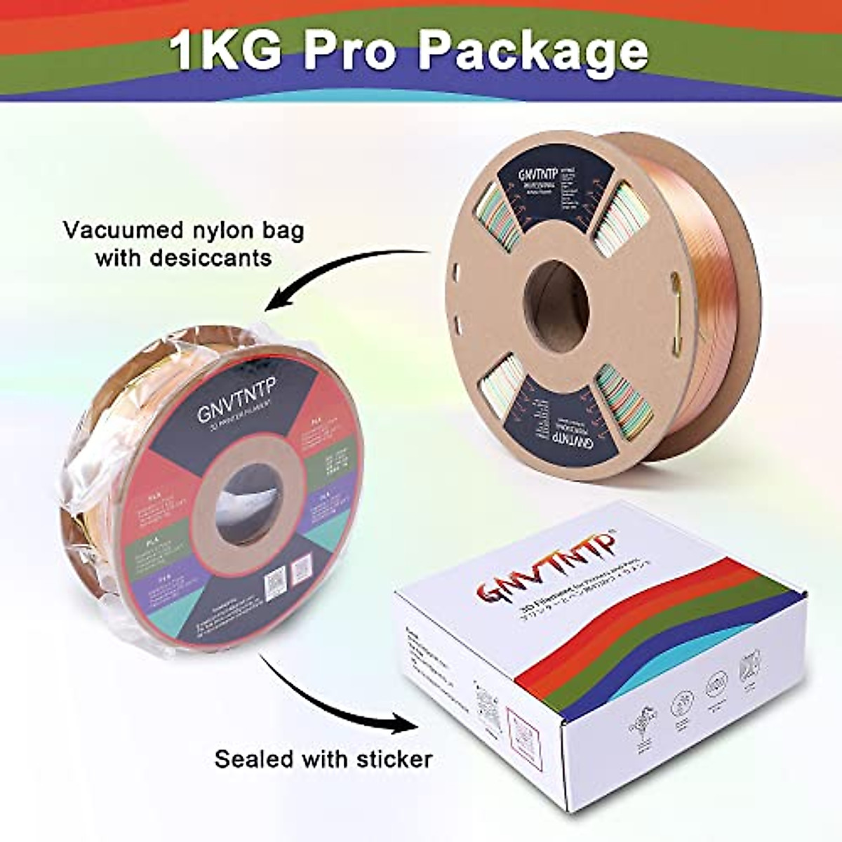 Silk Magic PLA Purple-Yellow +Shiny Silk Multicolor Rainbow PLA Glod-Yellow, 2 Pcs