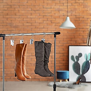 Relaxdays Boot Clips Set of 5 Double Clamp Rubberised Storage Boots & Hats Iron Boot Hanger Silver 5 Pieces