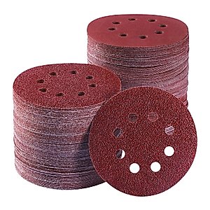 MIDO PROFESSIONAL ABRASIVE Sanding Disc 5-Inch 8-Hole 240 PCS 40 60 80 100 120 150 180 240 320 400 600 800 Grit Aluminum Oxide Sandpaper Hook and Loop Adhesive Sanding Disc for Random Orbital Sander