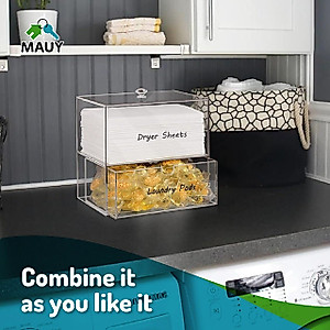 MAUY - Dryer Sheet Holder - Laundry Pods Container - Laundry Organization - Laundry Detergent Organizer - Laundry Room Organization and Storage