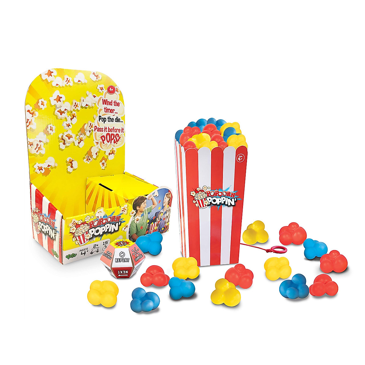 Moose Racing Popcorn Poppin' - for Ages 4+ | 2+ Players - Includes Popcorn Box with Timer, Die & Instructions - Fast-Paced Family Fun, Multi (91011)