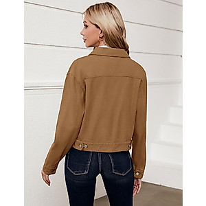 luvamia Light Jean Jacket For Women Light Denim Jacket Denim Tops For Women Chamarra De Mezclilla Para Mujer Brown Jacket Y2K Rodeo Jackets For Women Iced Coffee Size Medium Size 8 10