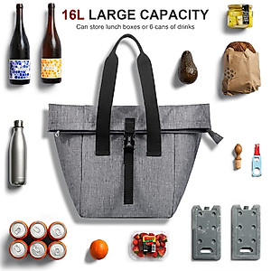 Large Lunch Bag Insulated Cooler Bags Leakproof Reusable Grocery Tote Bags Food Delivery Bag for Travel, Picnic, Beach, Camping, Shopping