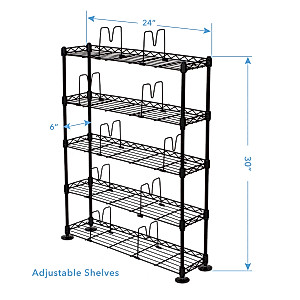 Atlantic Maxsteel 5 Tier Shelving - Heavy Gauge Steel Wire Media Shelving for 275 CDs,152 DVDs, Blu-ray or Games PN3010 in Black