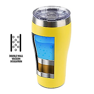 TAHOE TRAILS 20 oz Insulated Stainless Steel Tumbler with Slider Lid, Vacuum Insulated Double Wall Coffee Travel Mug Cup, Great for Cold or Hot Drinks, Yellow
