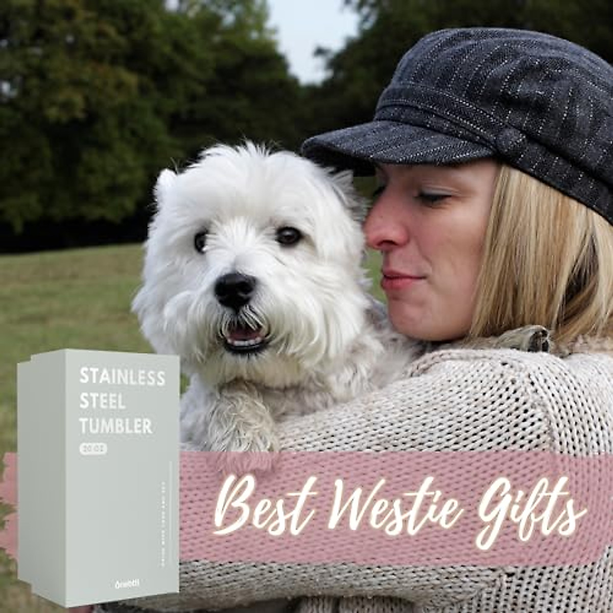 Onebttl Westie Gifts for Women, Westie Lover Gifts, 20oz (590ml) Westie Glitter Tumbler with Lid and Straw, for Christmas, Birthday, Gifts for Westie Mom