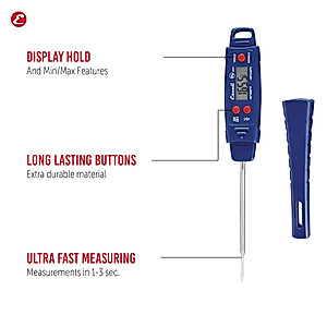 Escali DHP3 Advanced Digital Waterproof Meat Thermometer, Temperature Hold, Protective Sheath Handle IPX7 Protection