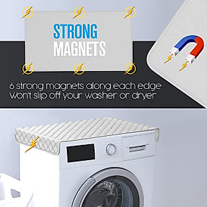 Ironing Mat, Ironing Pad, Iron Mat, Iron Pad, Dryer Top Protector Mats, Magnetic, Portable, Blanket Cover for Table Top, Countertop, Washer, Travel, Quilting, Grey, Wide, Thick, 33 x 17 Inches