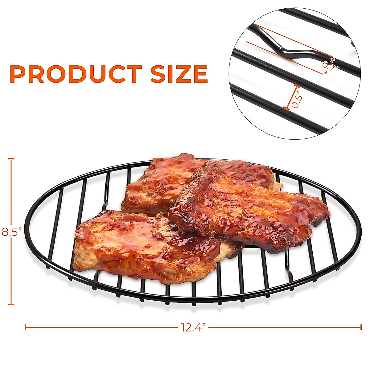 Oval Roasting Rack with Integrated Feet, Non-Stick Coating, Baking Rack Easy to Clean for Cooking, Roasting, Drying, Grilling 12×8.5 inches Black