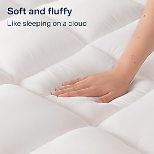 Cloud-Like Twin Mattress Topper - 100% Cotton Top Mattress Pad for Back Pain Relief - Breathable & Naturally Cooling for Hot Sleepers - Machine Washable