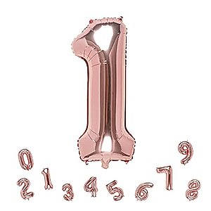 32 Inch Rose Gold Number 1 Balloons Foil Ballon Digital Birthday Party Decoration Supplies (Rose Gold Number 1 Balloon)