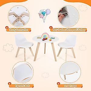 3 Pcs Kids Table and Chair Set, White